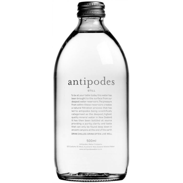 Antipodes still mineral water in glass bottle - 24 x 500ml - one of the ...