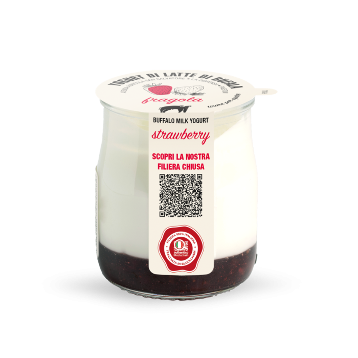 Buffalo milk yogurt with strawberry compote - 130g - low lactose, less ...