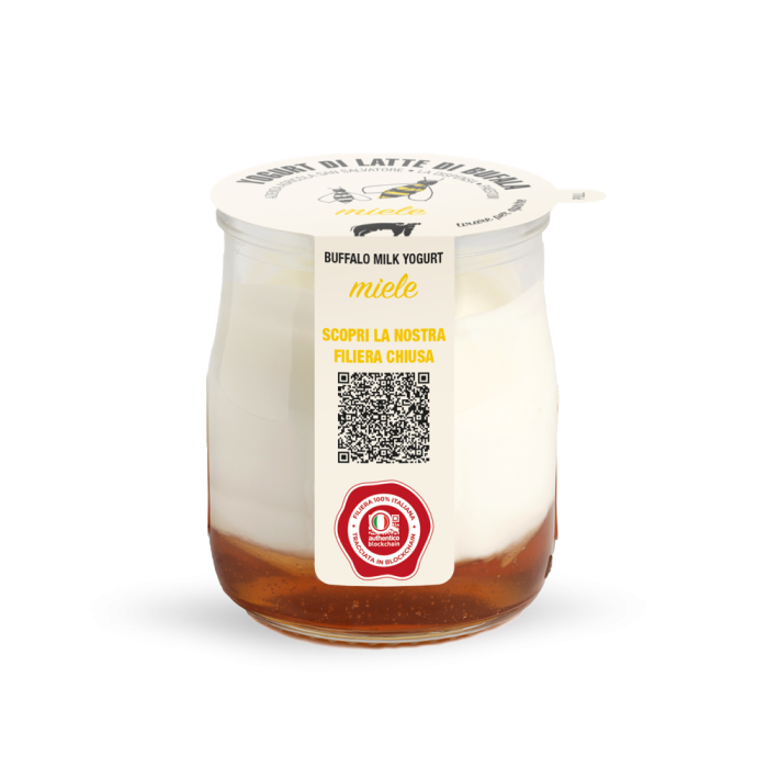 Buffalo milk yogurt with honey - 130g - low lactose, less acidity