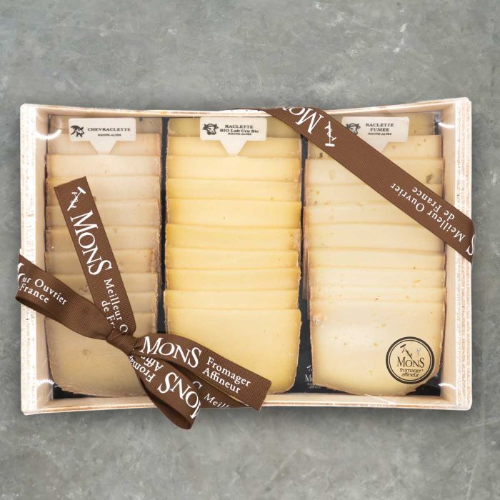 Pre-sliced Raclette cheese platter organic cow milk / organic goat milk ...