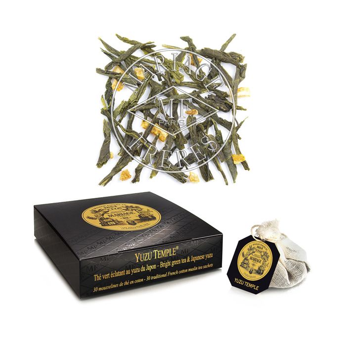 Yuzu temple, bright green tea & Japanese yuzu - 30 French cotton muslin ...
